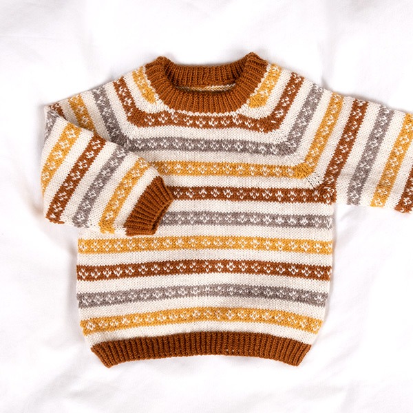 Strikkegenser Stripekyss - garnpakke i Bluum Pure Eco Baby Wool - Bluum